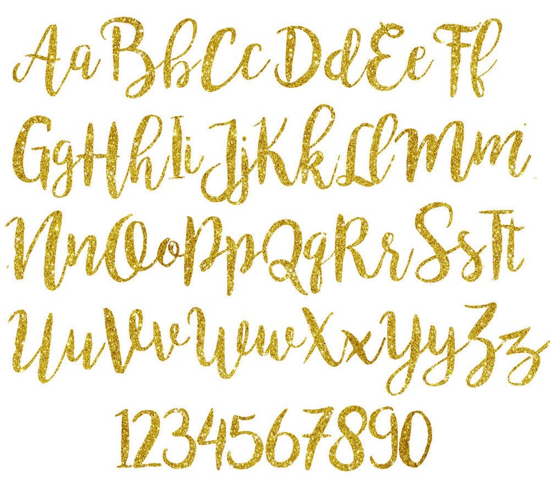 Gold Glitter Alphabet Clip Art Gold Alphabet Digital | Etsy