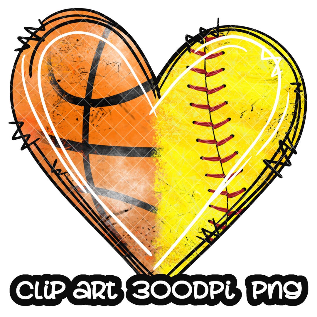 Heart Basketball Softball | Heart PNG | Sport Heart | Heart Watercolor ...