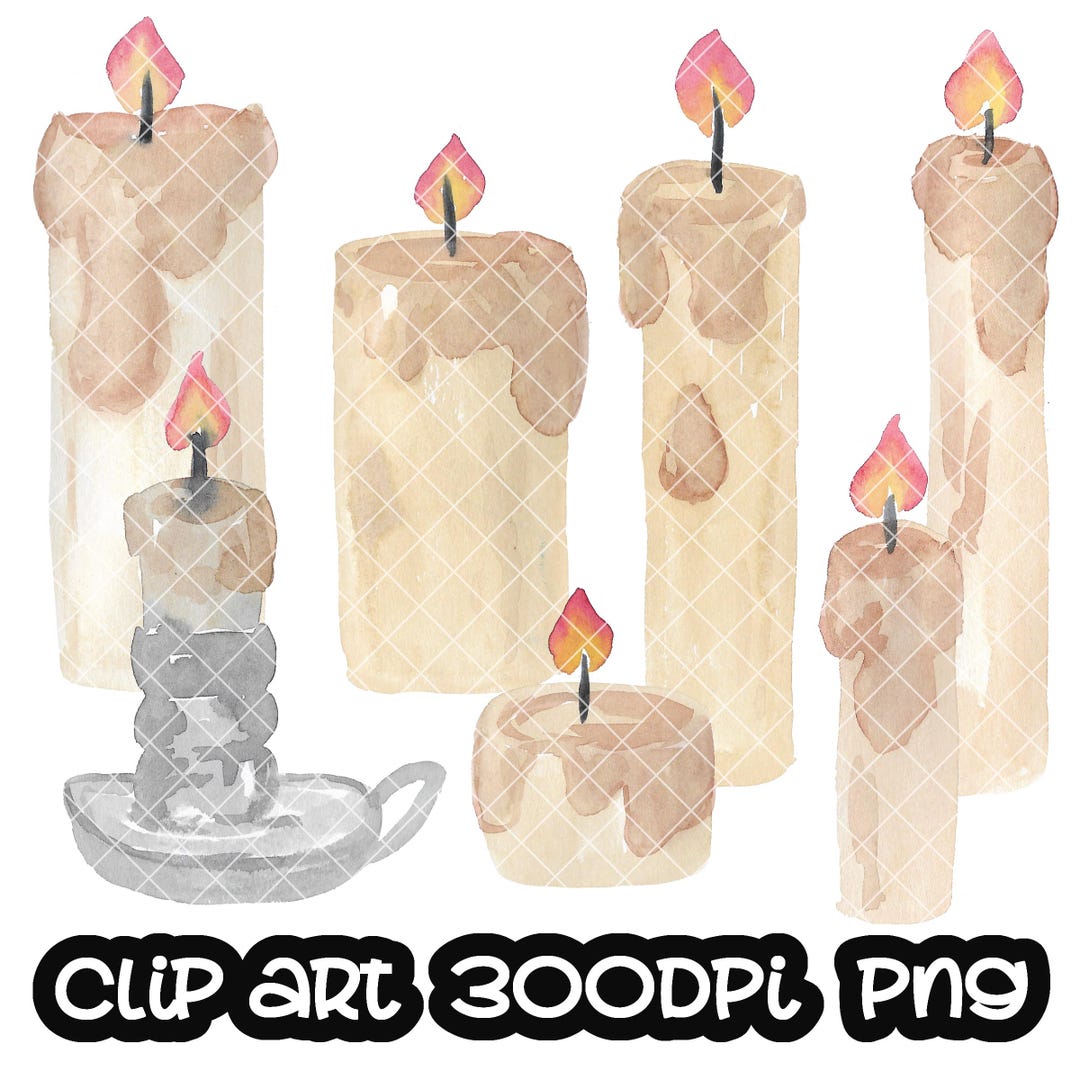Candle Clip Art, Watercolor Clipart (PNG, Instant Download) - Etsy