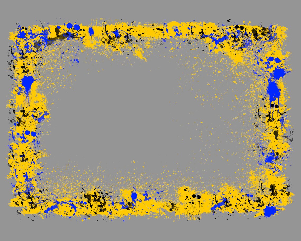 Frame Splatter Yellow Blue Background | Printable Artwork | Splash ...