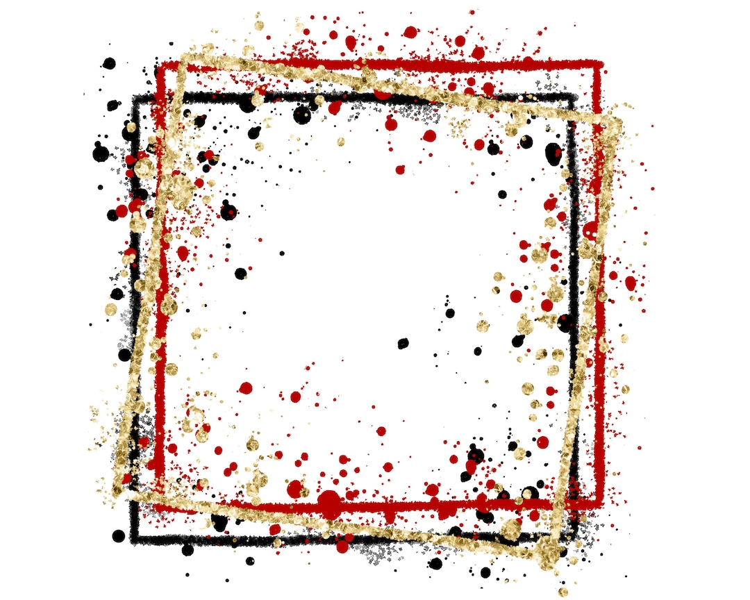 Frame Splatter Gold Red Background Printable Artwork Splash Frame Paint ...