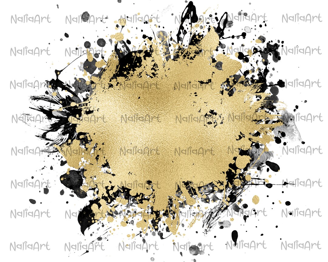Background Paint Splatter Gold Black Splash Frame Splatter Background ...