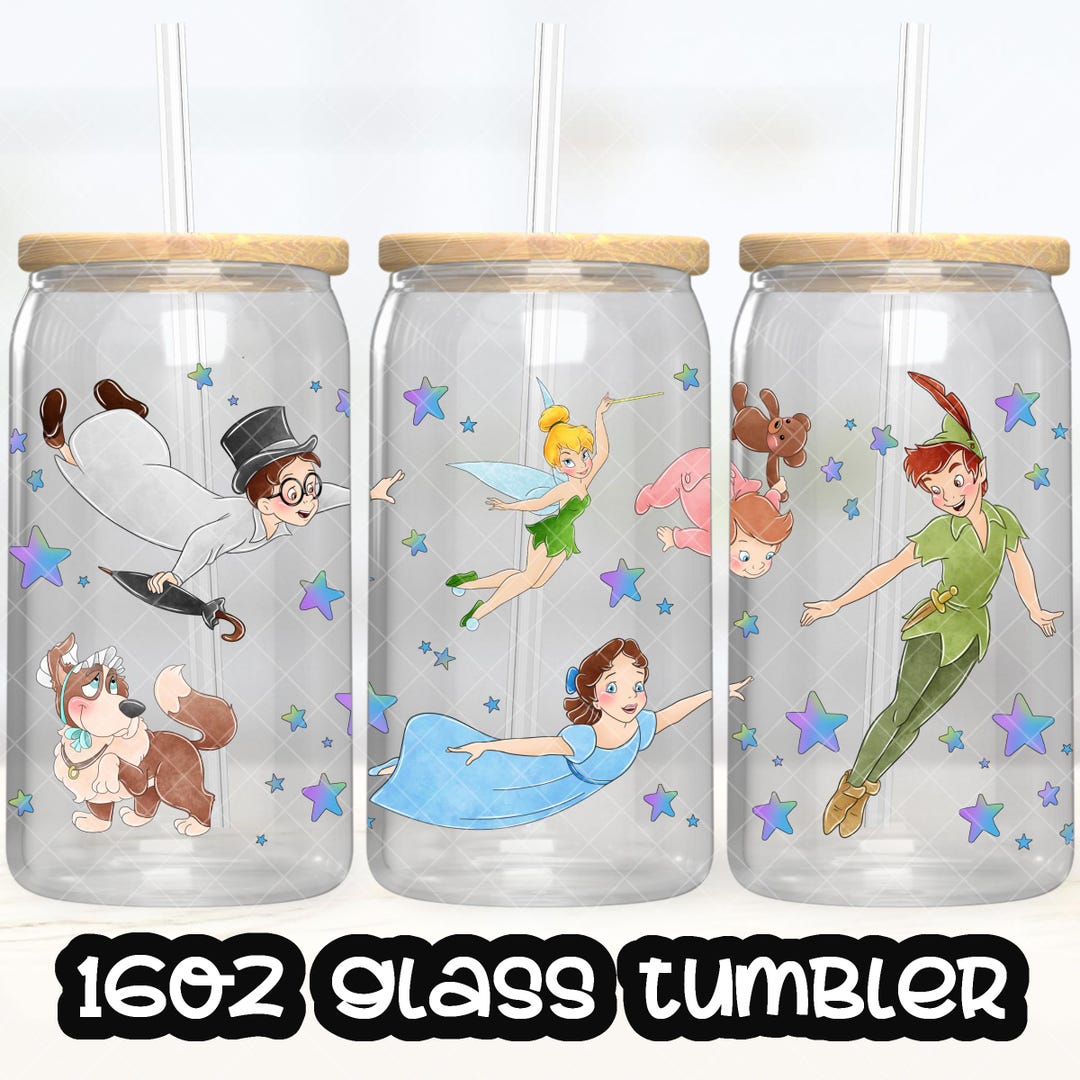 Anime Cartoon Peter Pan Cup PNG File DIGITAL DOWNLOAD 16oz Glass ...