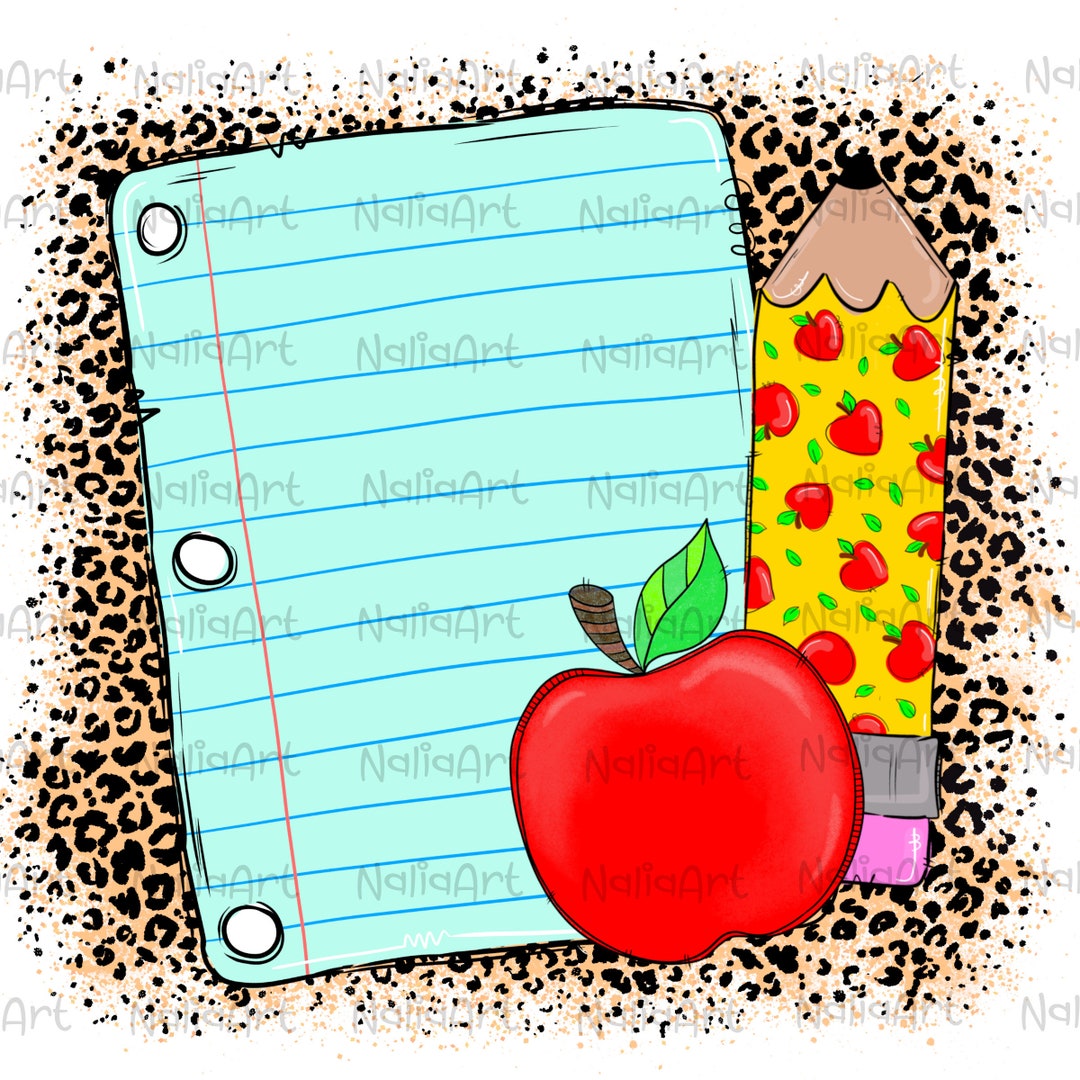 Teacher Frame Sublimation Design PNG Pencil Apple Hand Drawn Digital ...