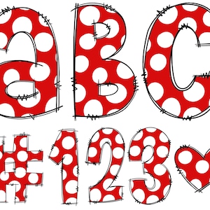 Doodle Alphabet Set Red With Dots Clipart PNG, Hand Drawn Letters Clip ...