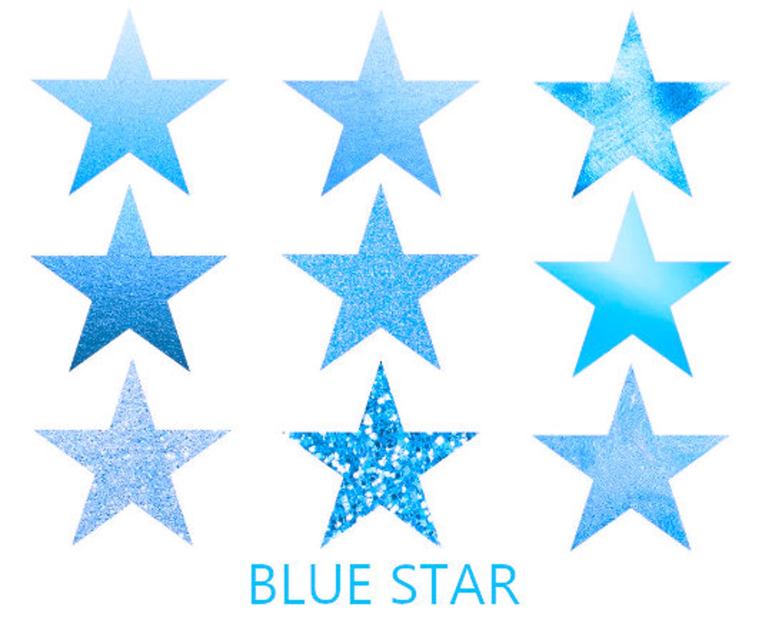 Blue Star, Stars Clip Art, Stars Glitter, Foil Blue, Digital Clipart ...