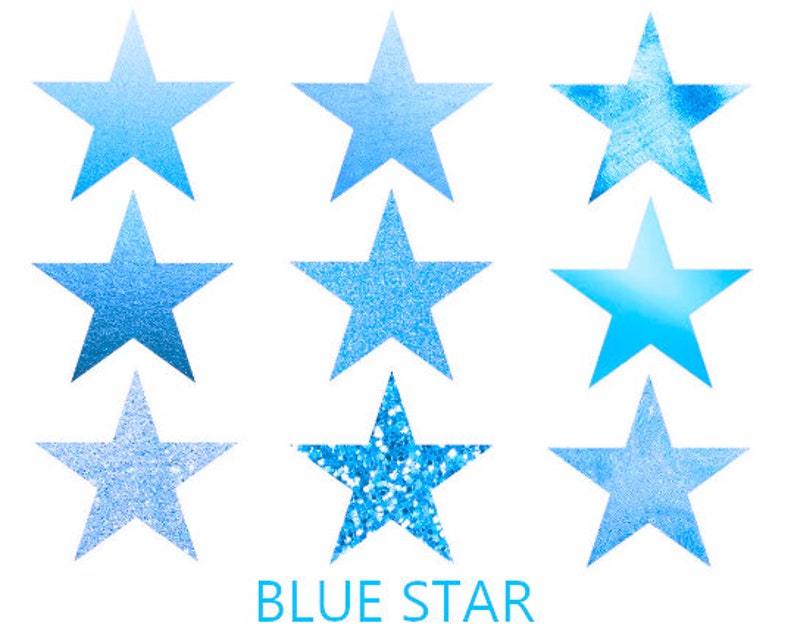 Blue Star Stars Clip Art Stars Glitter Foil Blue Digital | Etsy