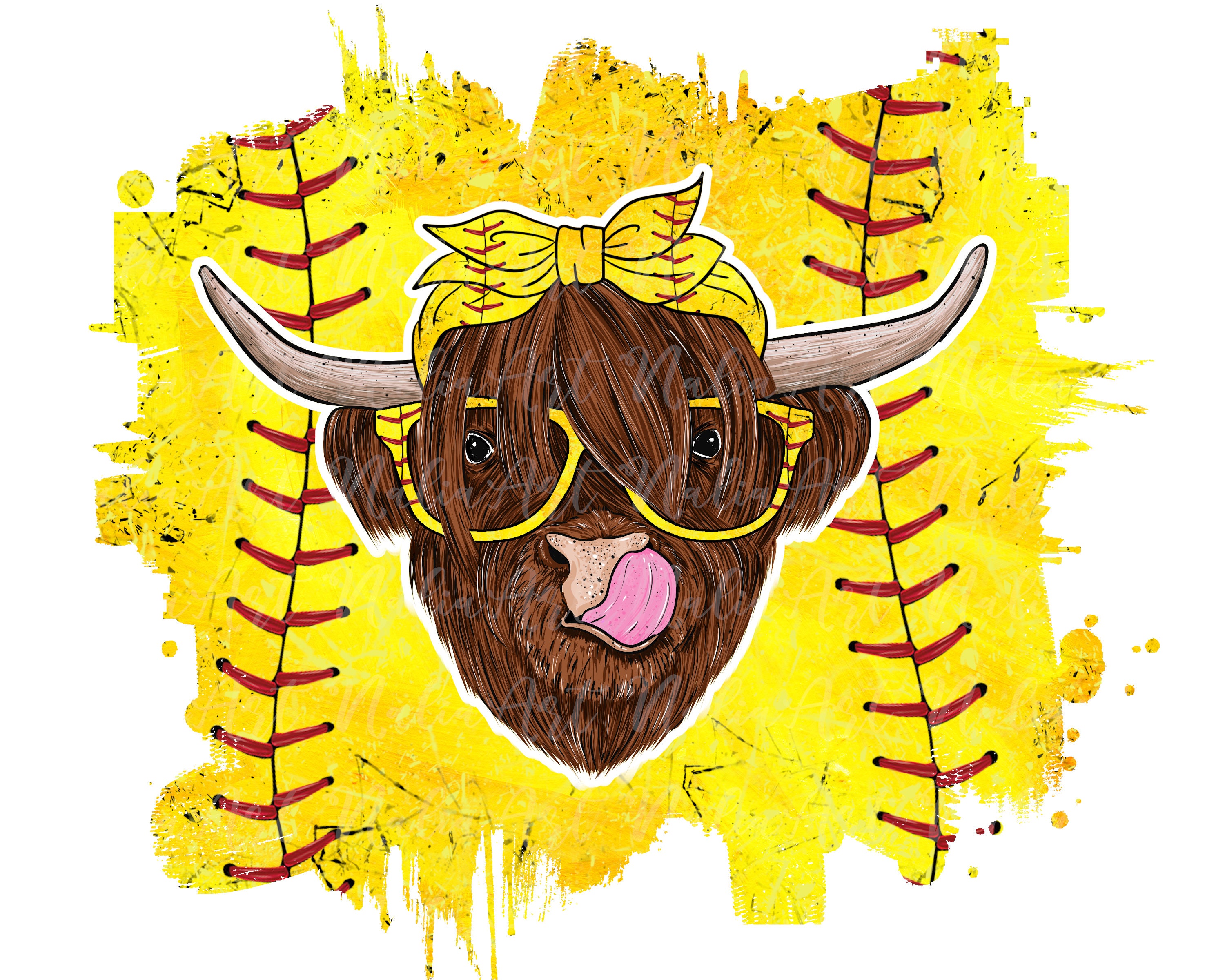 Cow PNG Softball Cow Highland Cow Bandana and Glasses Png - Etsy