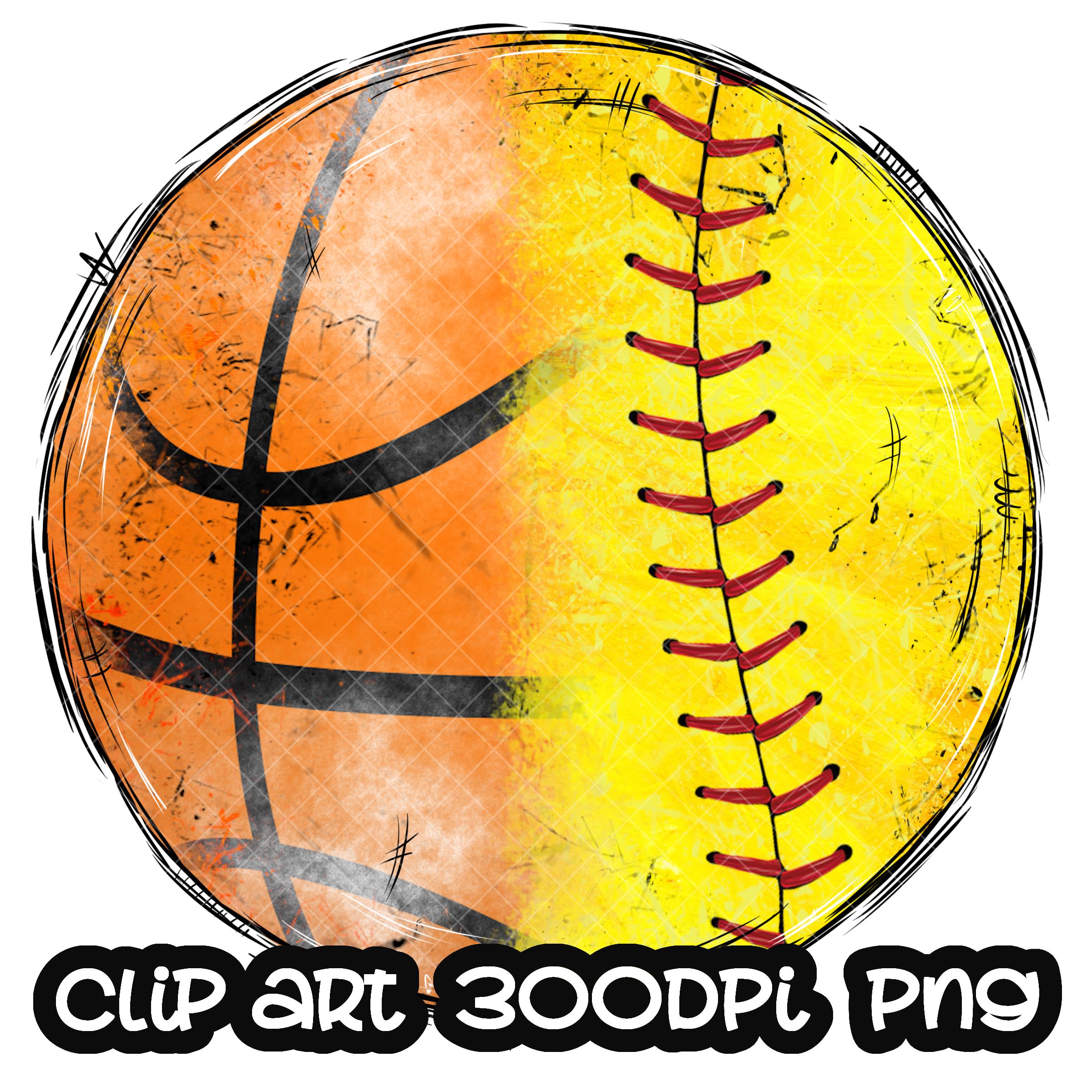 Half Softball Basketball Sublimation Design PNG | Sport Clip Art ...