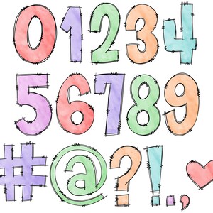 Doodle Letters Watercolor Clipart, Blue Green Pink Orange Letters Clip ...