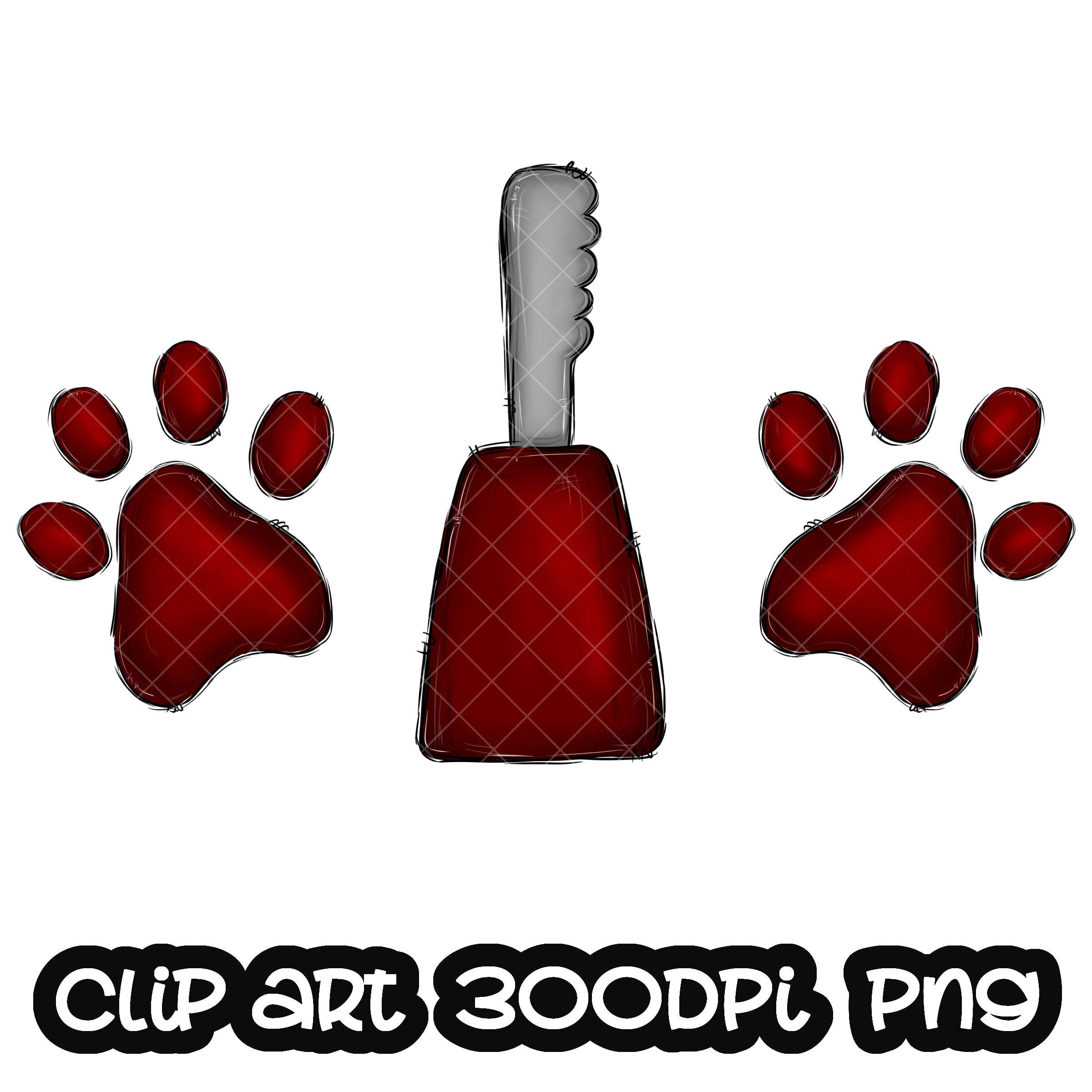 Football Maroon Cowbell DAWG Paw Hand Drawn Sublimation Design PNG File ...