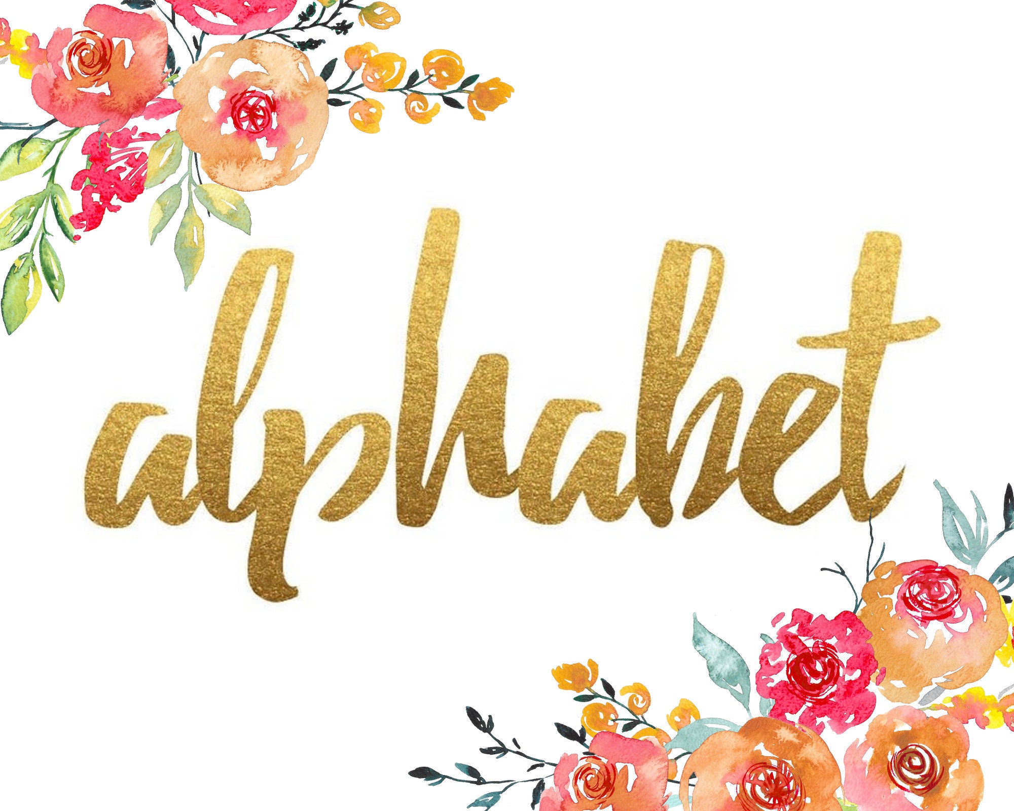 Gold Glitter Alphabet Clip Art Gold Alphabet Digital | Etsy