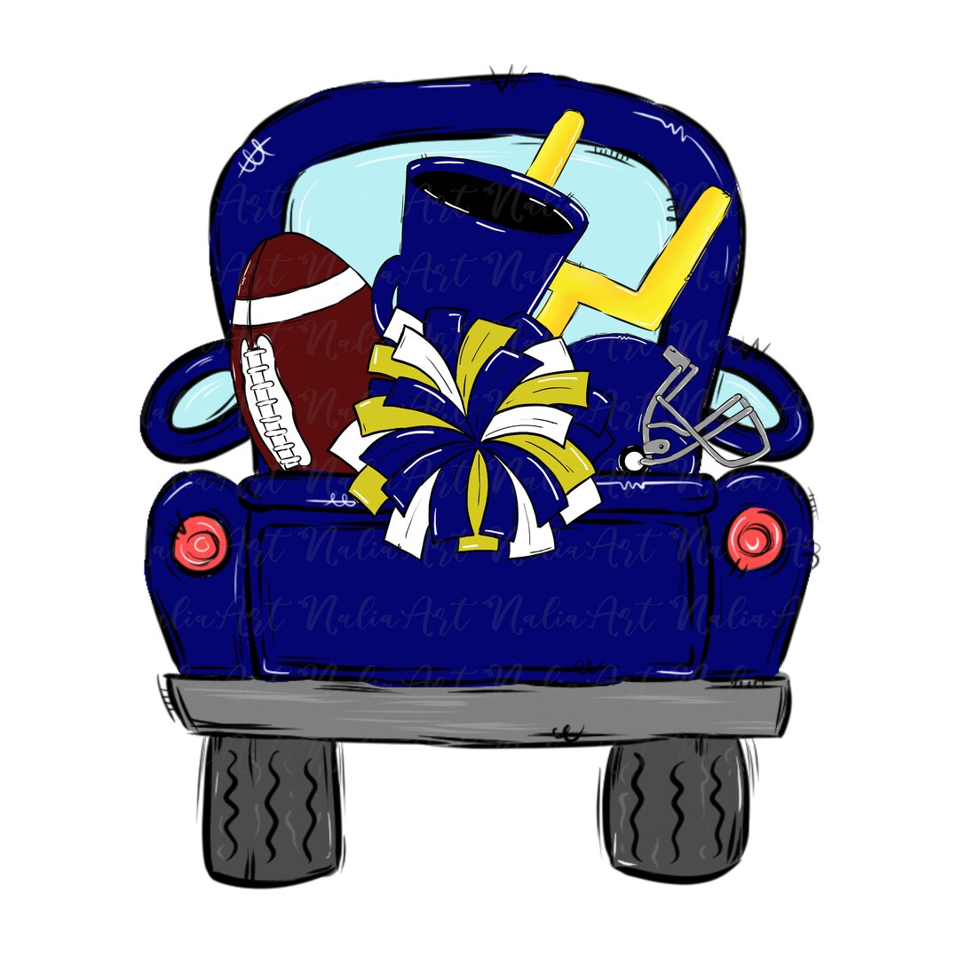 Truck Football Cheer Poms Megaphone Helmet Blue Gold Digital - Etsy