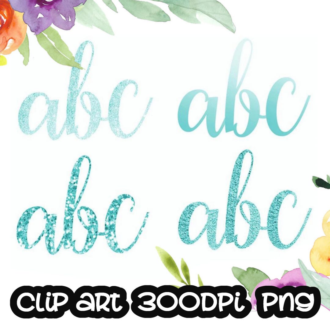 Alphabet Clip Art, Glitter Foil Blue Alphabet, Digital Clipart, Letters ...