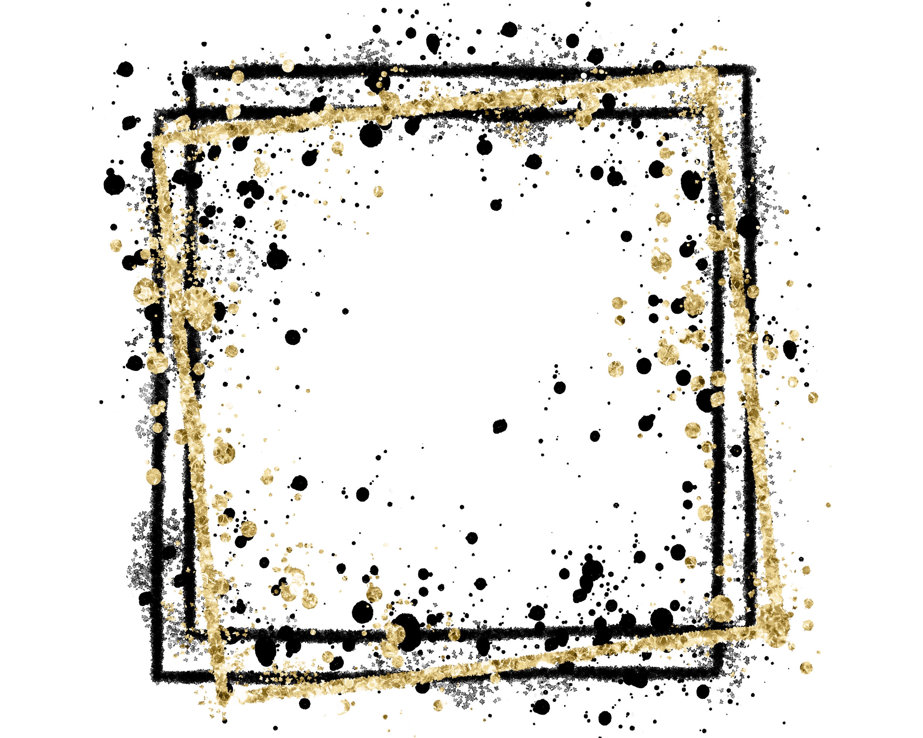 Frame Splatter Gold Black Background Printable Artwork Splash Frame ...