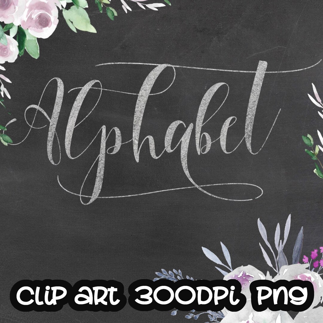 Chalkboard Alphabet Clip Art, Chalk Digital Clipart, Font, Letters ...