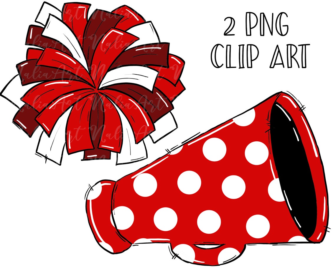 Cheer Poms Megaphone Football Red Digital Download Cheerleader - Etsy