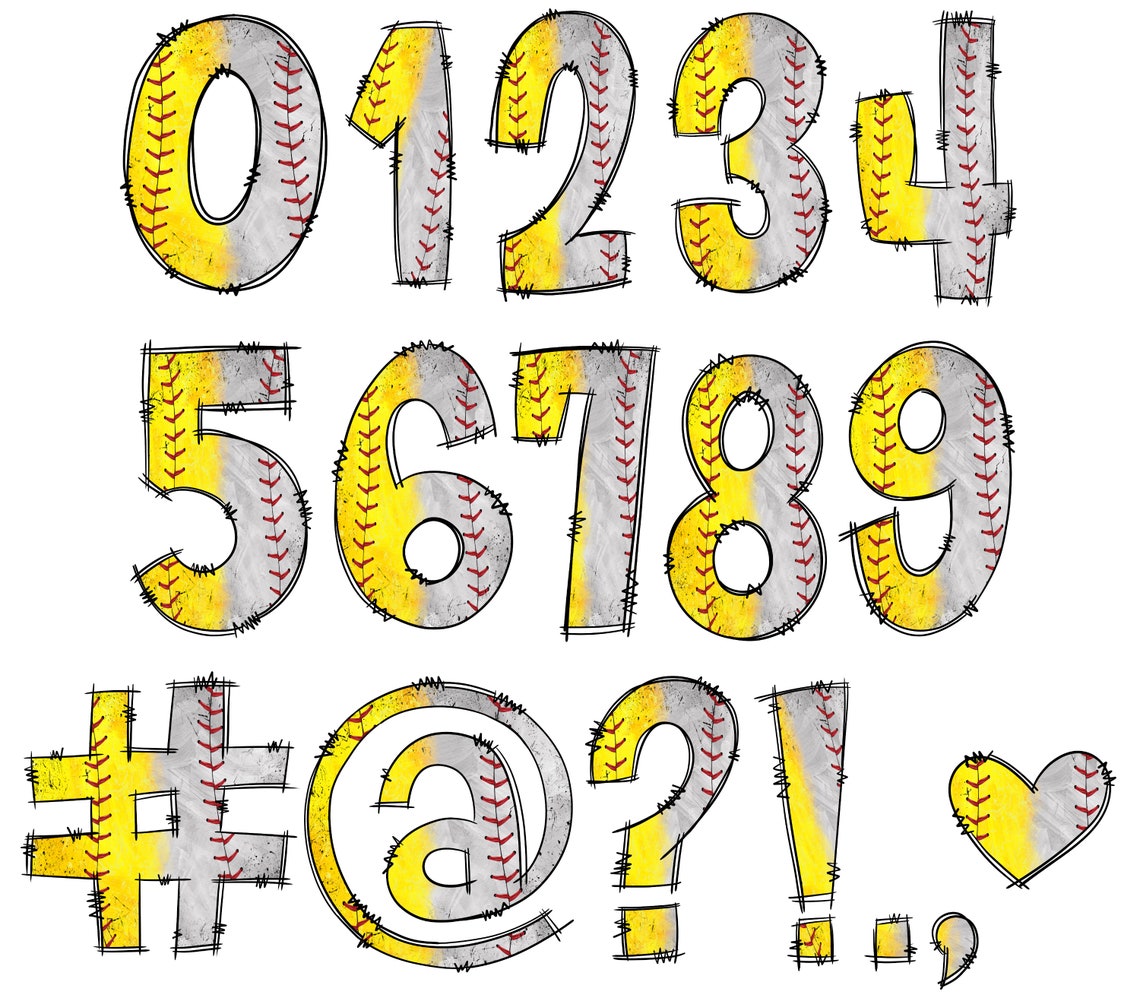 Softball Baseball Doodle Letters Clipart Letters Clip Art - Etsy