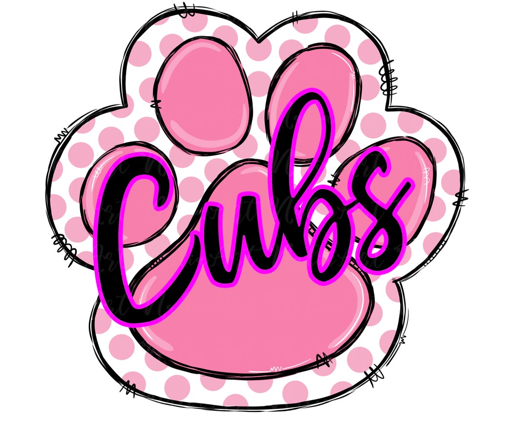 Paw Cubs Pink Dots Sublimation PNG I Football PNG I Hand Drawn - Etsy