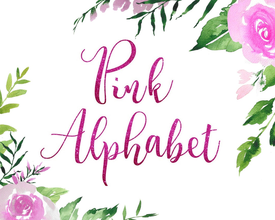 Pink Glitter Alphabet Clip Art, Pink Alphabet, Digital Clipart, Numbers ...