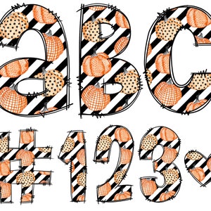 Doodle Letters Halloween, Pumpkin Clipart, Letters Clip Art, Digital ...