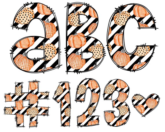 Doodle Letters Halloween Pumpkin Clipart Letters Clip Art - Etsy