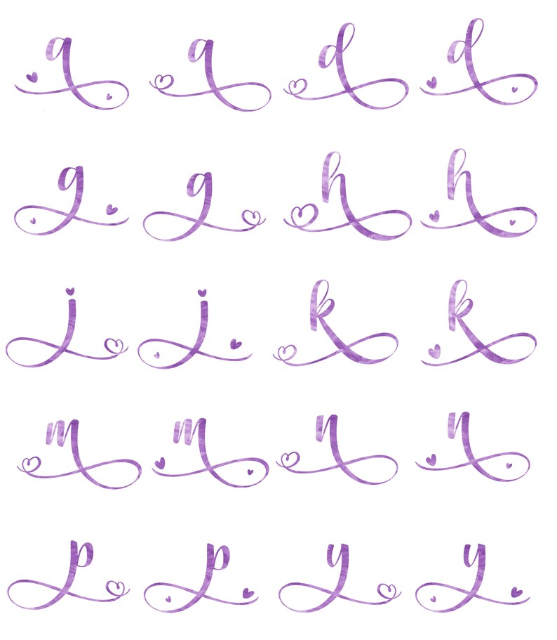 Purple Watercolor Alphabet Clipart Watercolor Letters | Etsy