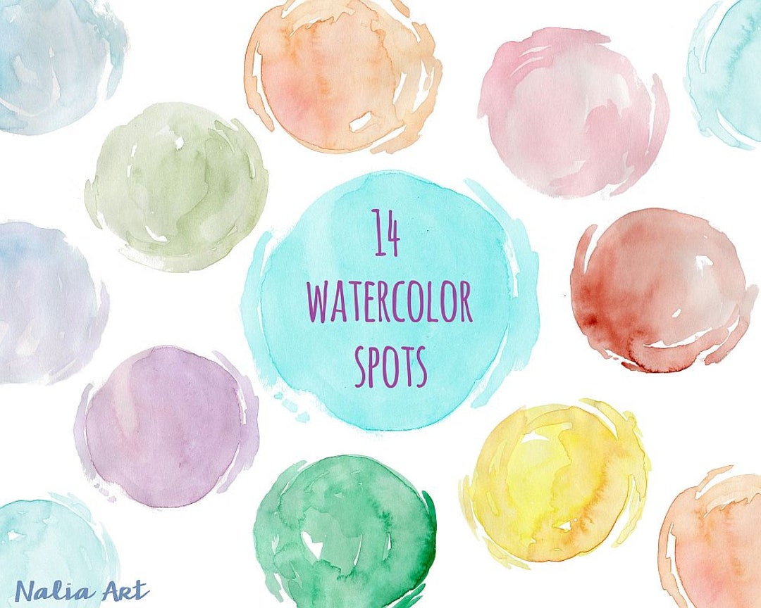 Spots Watercolor, Handpainted Watercolor, Digital Clipart, Cards ...
