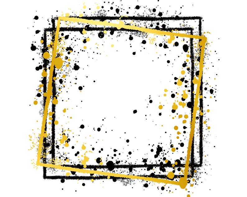 Frame Splatter Gold Foil Black Background Printable Artwork Splash ...