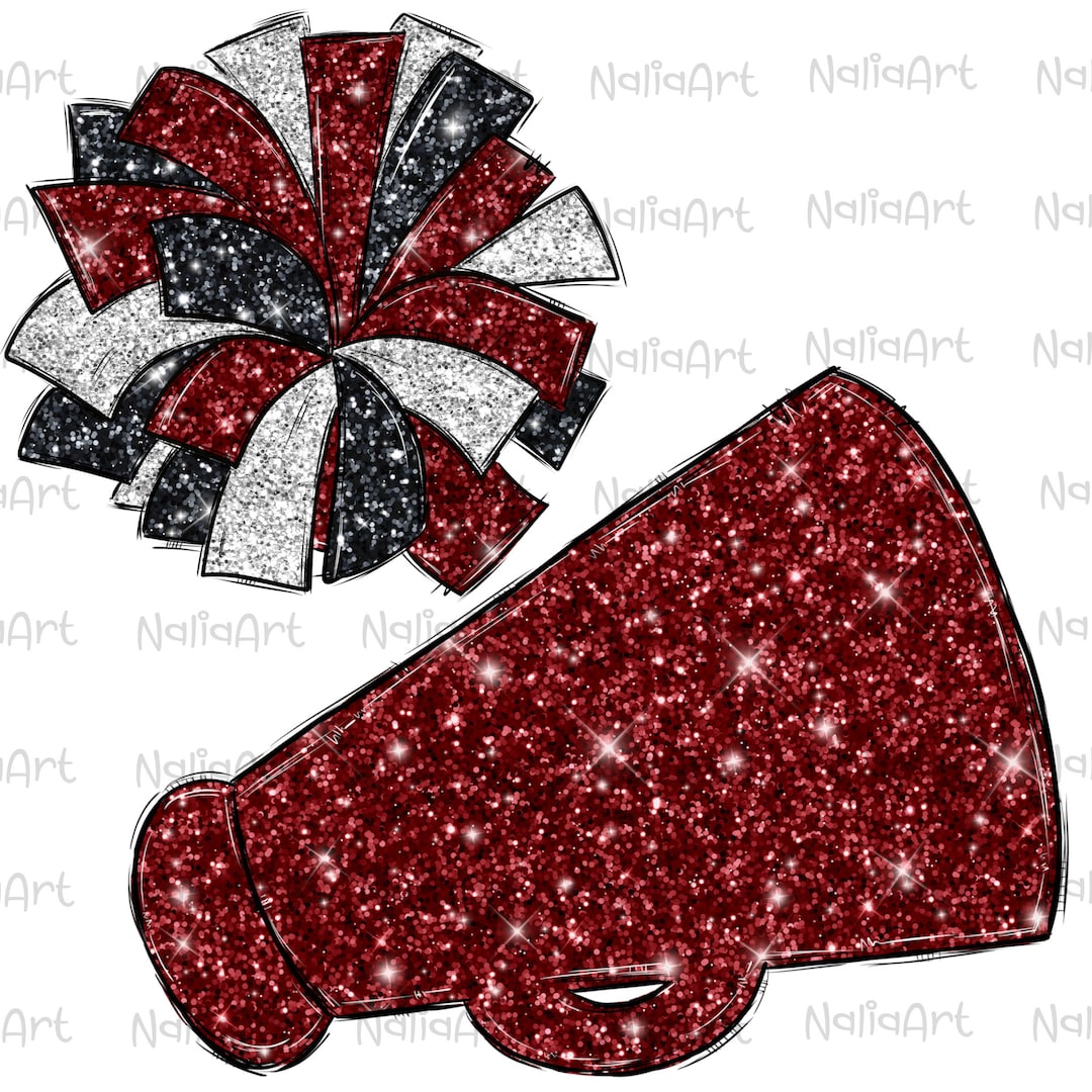 Cheer Poms Megaphone Football Maroon Glitter Digital Download ...