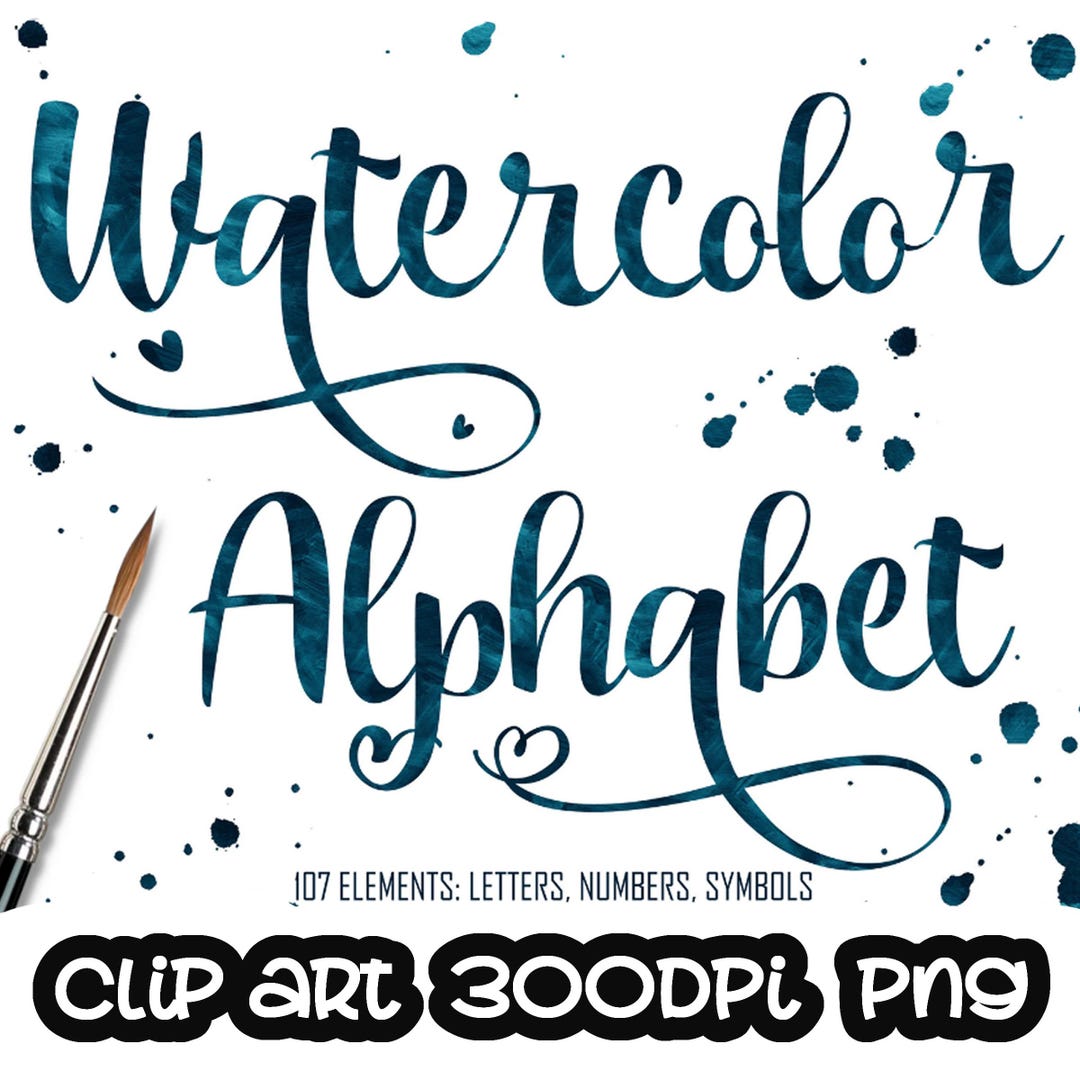 Blue Watercolor Alphabet Clipart, Watercolor Letters, Digital Clipart ...