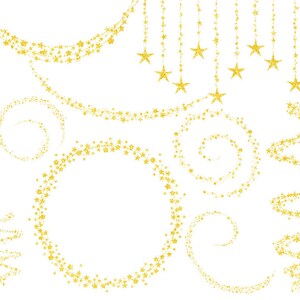 Gold Glitter Garland, Star Digital Clipart, Invitation, Gold Frames ...