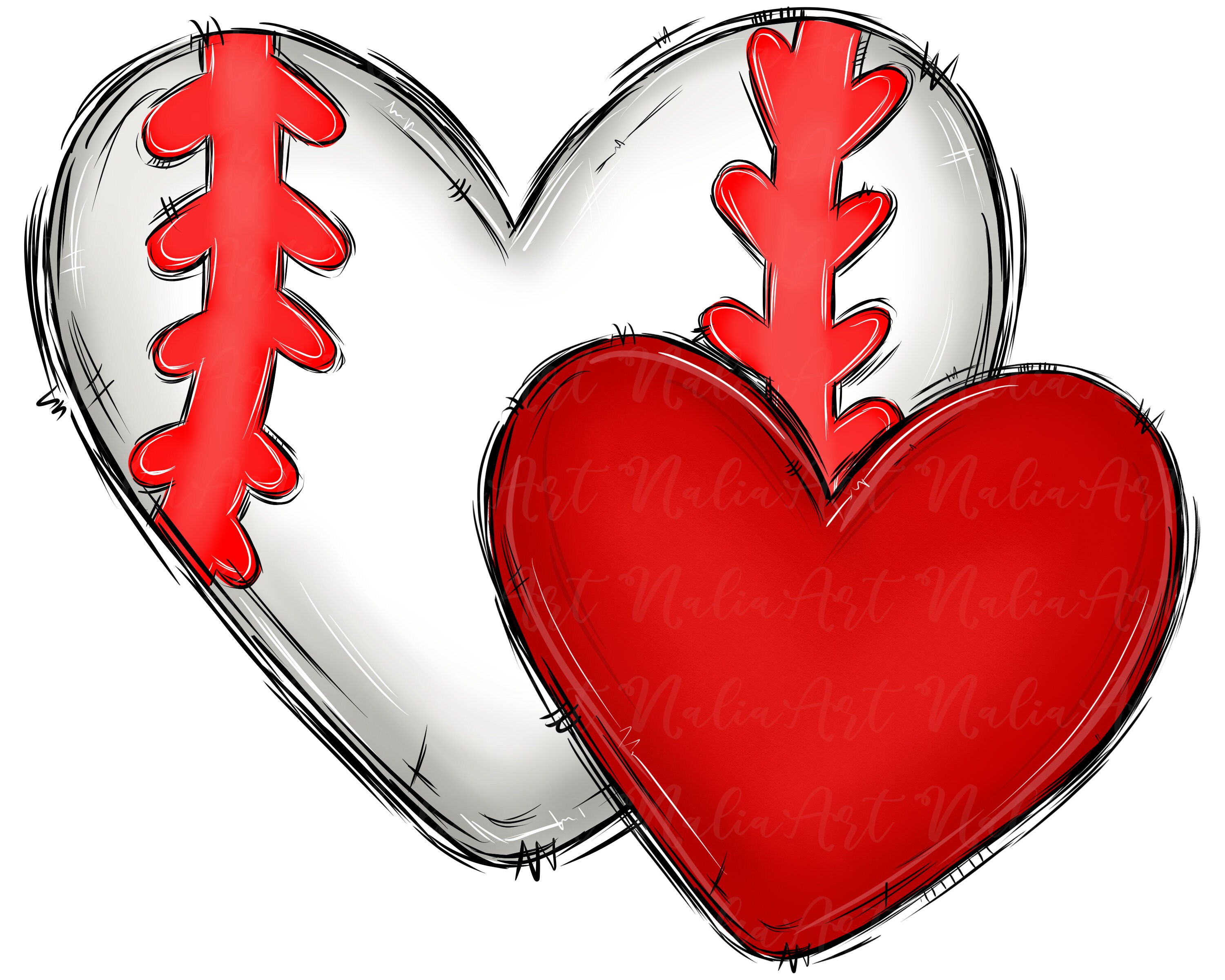 Heart Baseball Heart Red PNG Sport Heart Heart Watercolor Sublimation ...