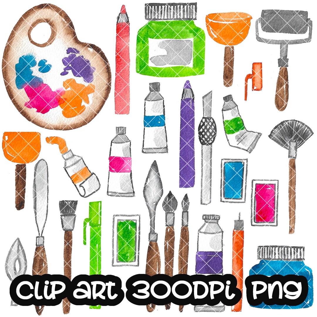 Artist Paint Brush Palette Digital Clip Art PNG - Etsy