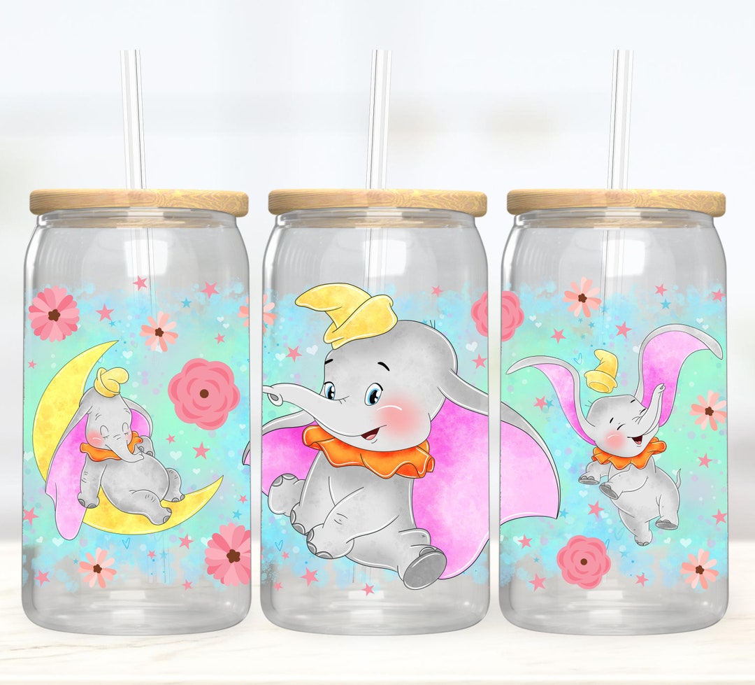 Anime Cartoon Dumbo Cup PNG File DIGITAL DOWNLOAD 16oz Glass Tumbler ...
