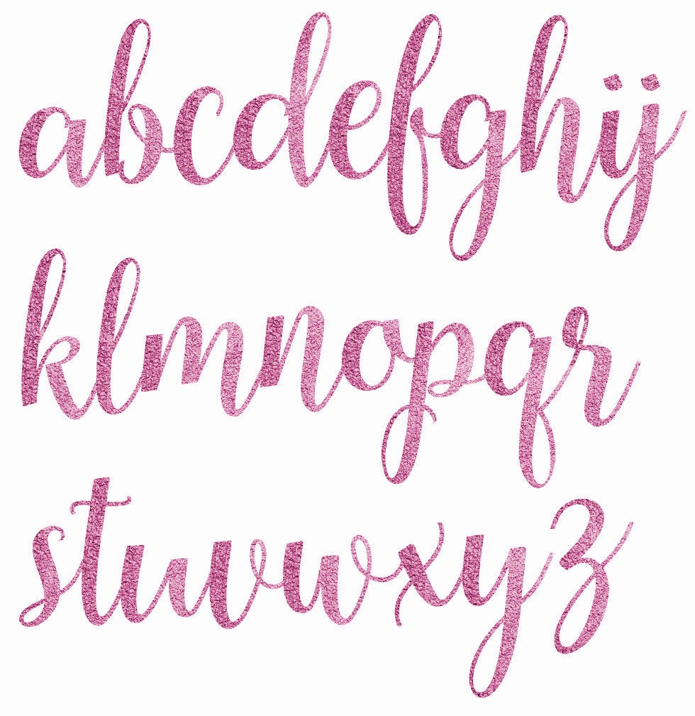 Alphabet Clip Art, Glitter Foil Pink Alphabet, Digital Clipart, Letters ...