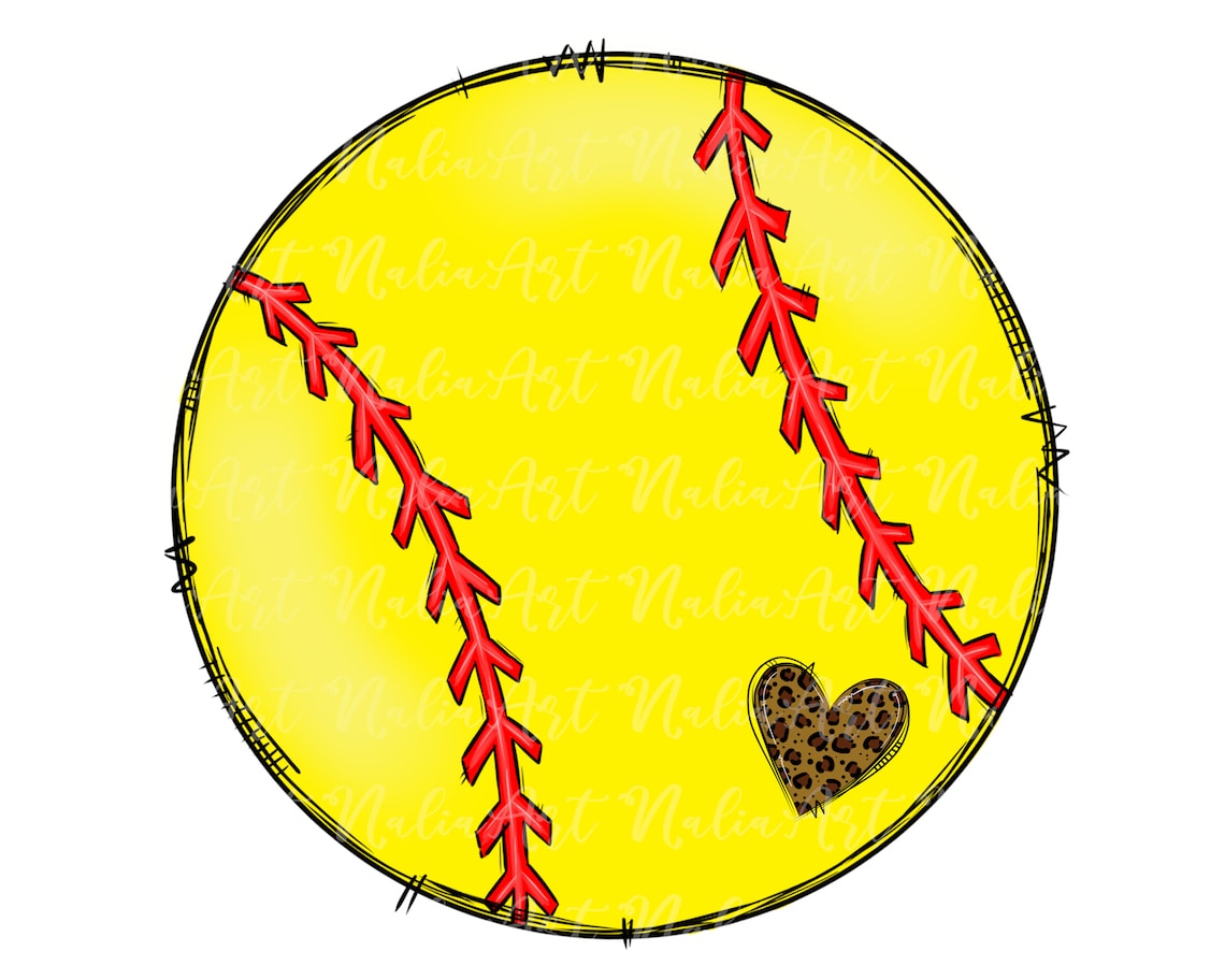 Softball Heart Sublimation Design PNG Sport Clip Art Clipart - Etsy