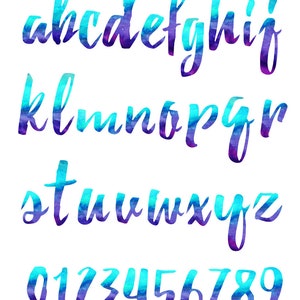 Ombre Alphabet Clip Art, Watercolor Alphabet, Digital Clipart, Numbers ...