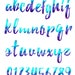 Ombre Alphabet Clip Art, Watercolor Alphabet, Digital Clipart, Numbers ...
