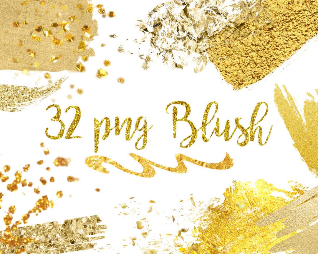 Gold Brush Strokes Clipart, Gold Glitter Clipart, Gold Confetti, Gold ...