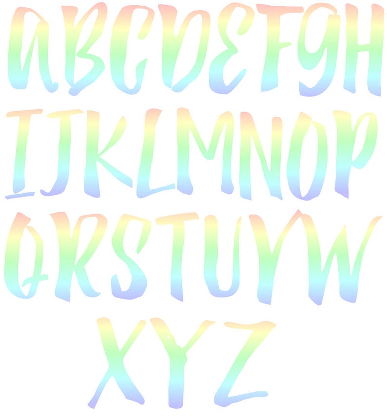 Rainbow Alphabet Clip Art Ombre Alphabet Digital Clipart - Etsy