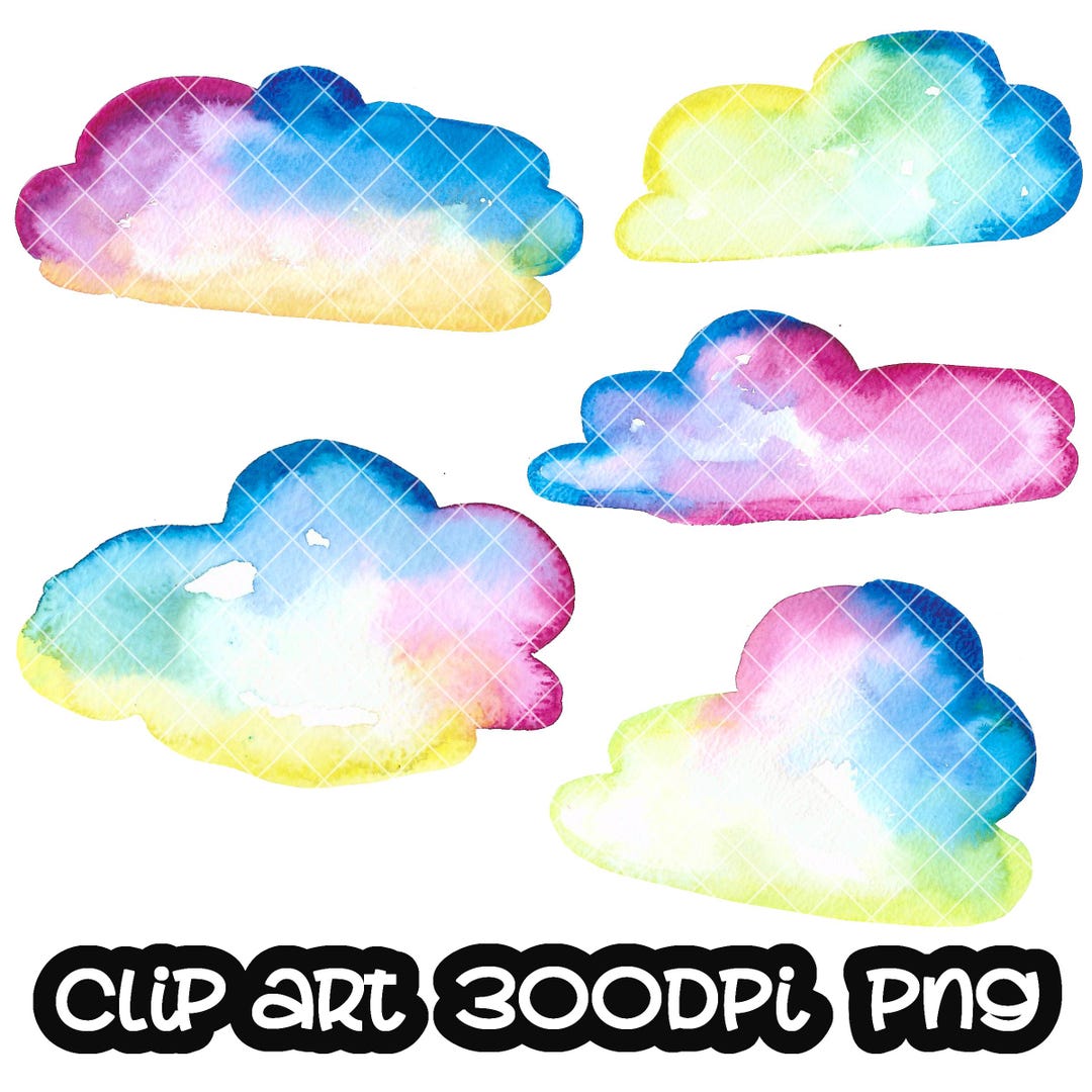 Cloude Rainbow Clipart PNG Splash Clip Art Digital Download - Etsy
