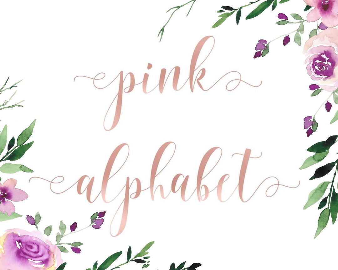 Pink Alphabet Clip Art Pink Foil Alphabet Digital Clipart - Etsy