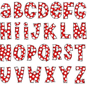 Doodle Alphabet Set Red With Dots Clipart PNG, Hand Drawn Letters Clip ...