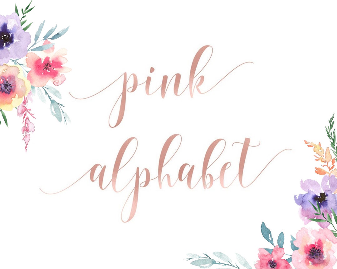 Pink Alphabet Clip Art, Pink Foil Alphabet, Digital Clipart, Font ...