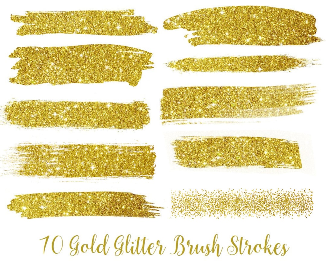 Gold Glitter Brush Strokes Clipart, Gold Glitter Clipart, Gold Confetti ...