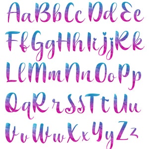 Ombre Alphabet Clip Art, Blue Pink Foil Alphabet, Digital Clipart ...