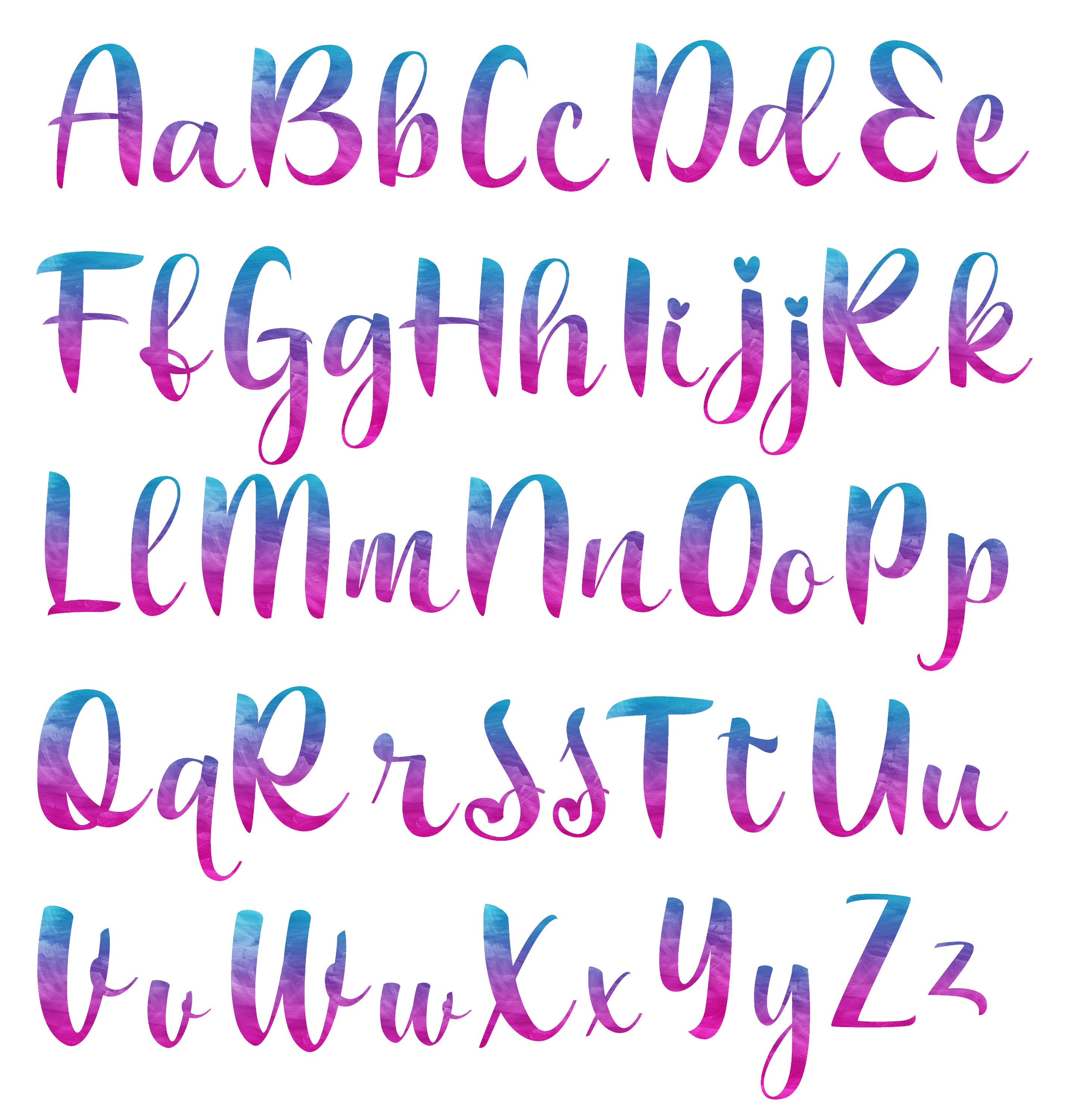 Ombre Alphabet Clip Art Blue Pink Foil Alphabet Digital | Etsy