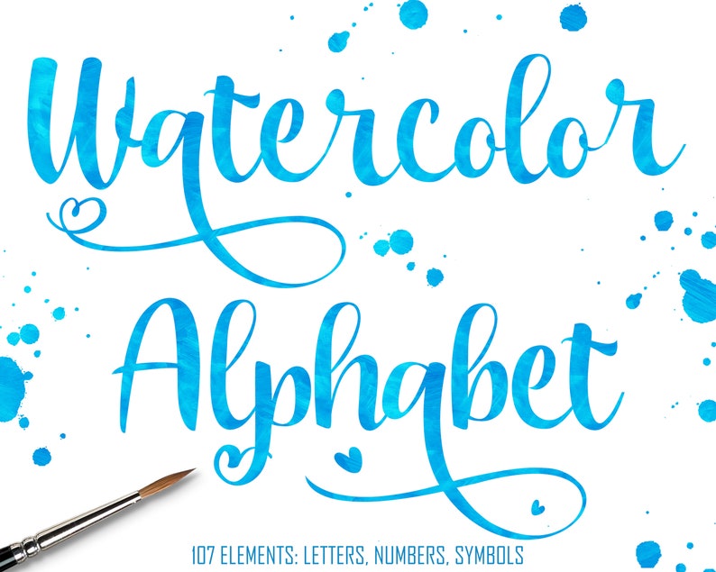 Blue Watercolor Alphabet Clipart Watercolor Letters Digital - Etsy