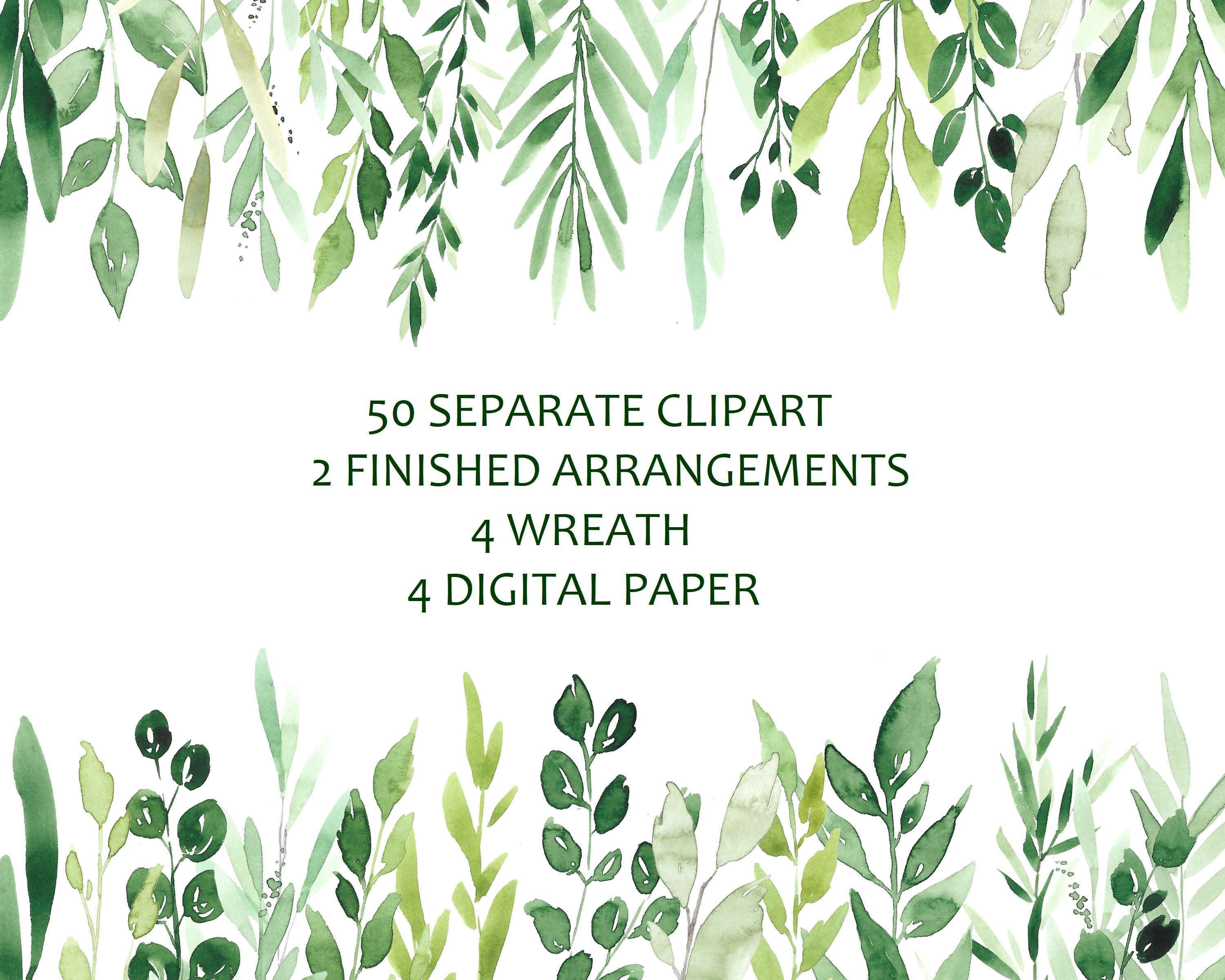 Watercolor Leaves Branches Greenery Foliage Floral Clip Art - Etsy